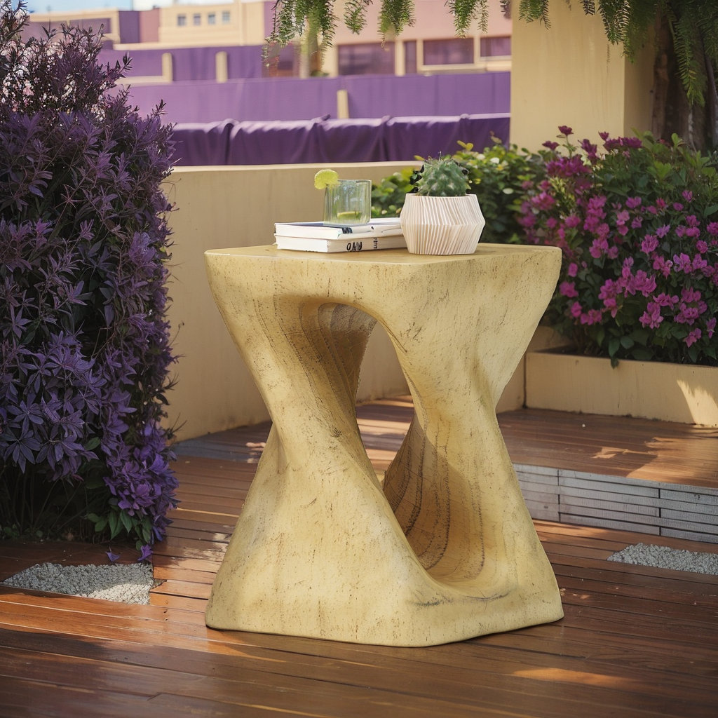 Dakota Fields MGO Twist Side Table - Wood-Look Texture, Natural Color | Wayfair