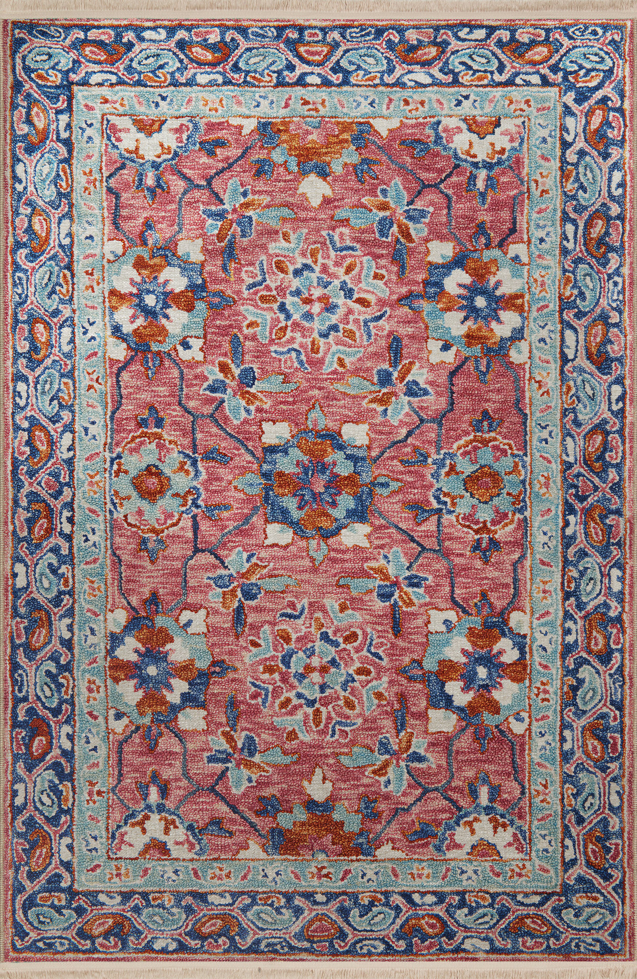 Bungalow Rose Multicolor Floral Pattern Fringed Vintage Decorative Rug ...