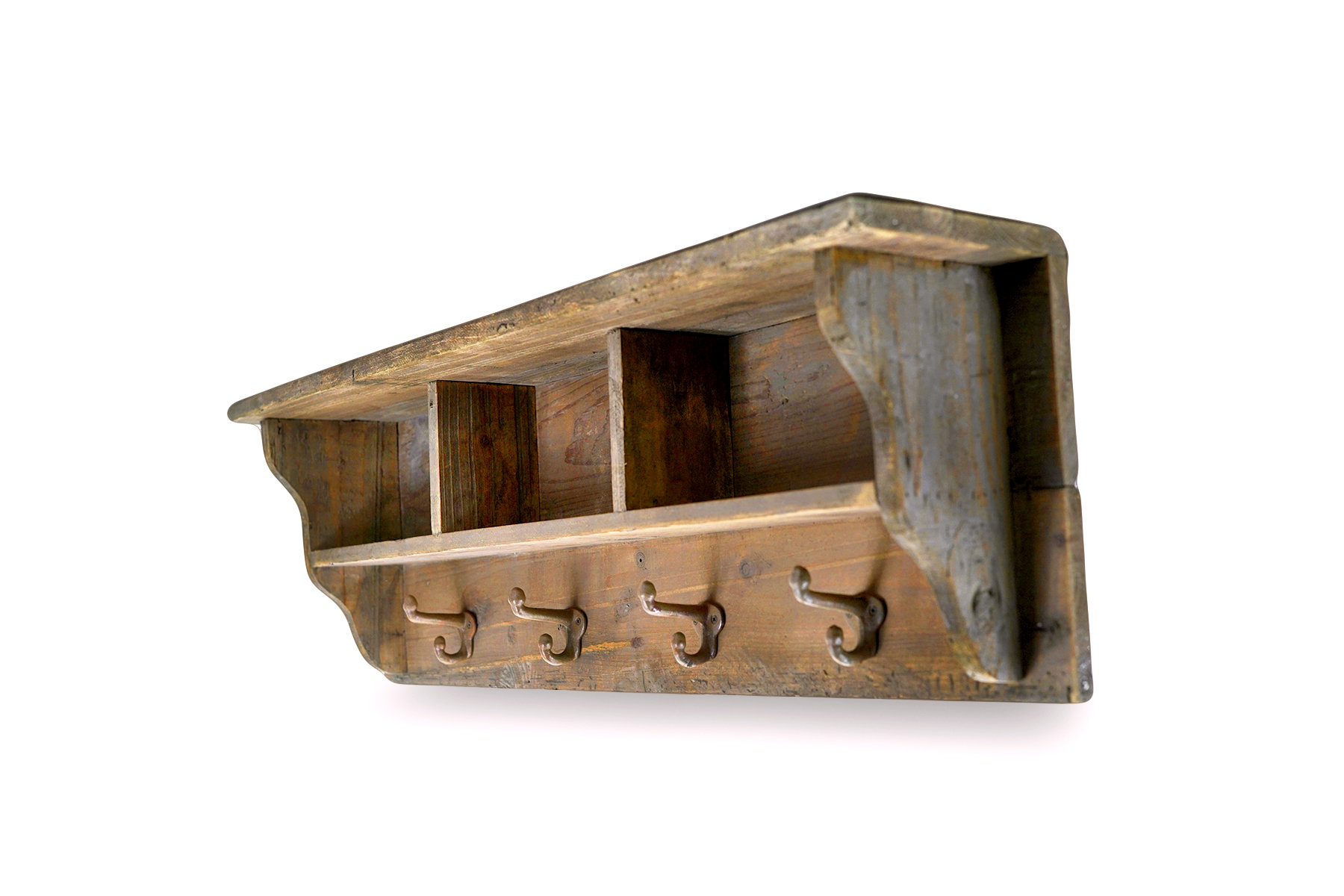 Gracie Oaks 36 Inch Reclaimed Wood Entryway Coat Hook With Storage ...