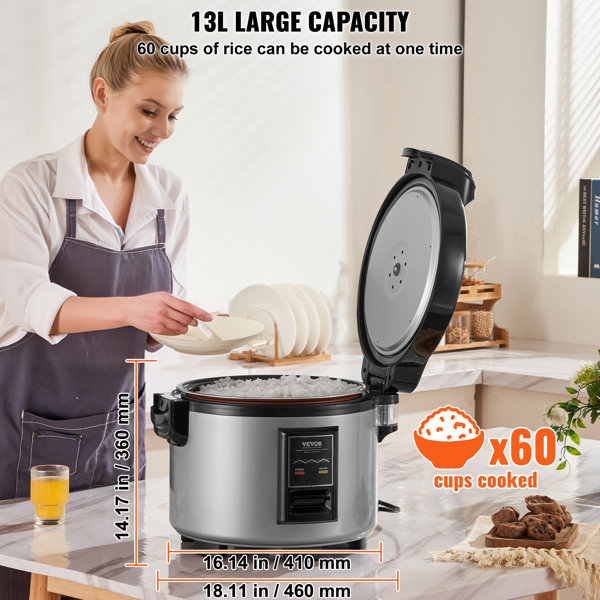VEVOR Commercial Rice Cooker 60-Cup Non-Stick Pot 13L 12H Keep Warm ...