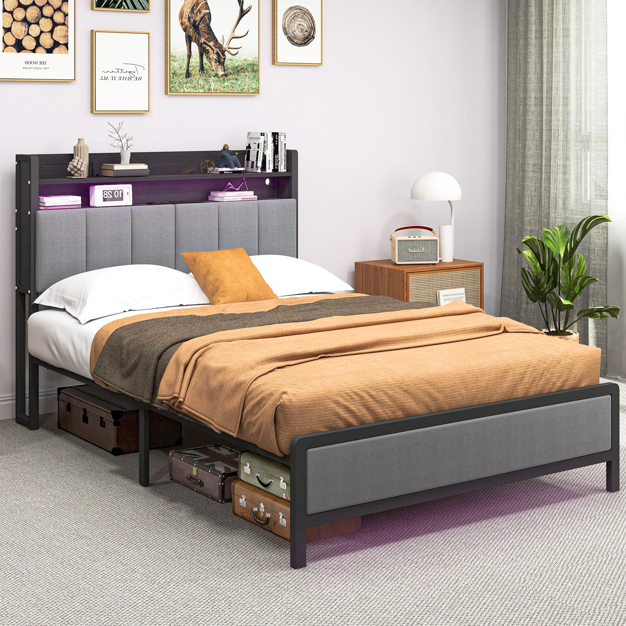 Wade Logan® Arlayne Upholstered Storage Bed with Storage Headboard ...