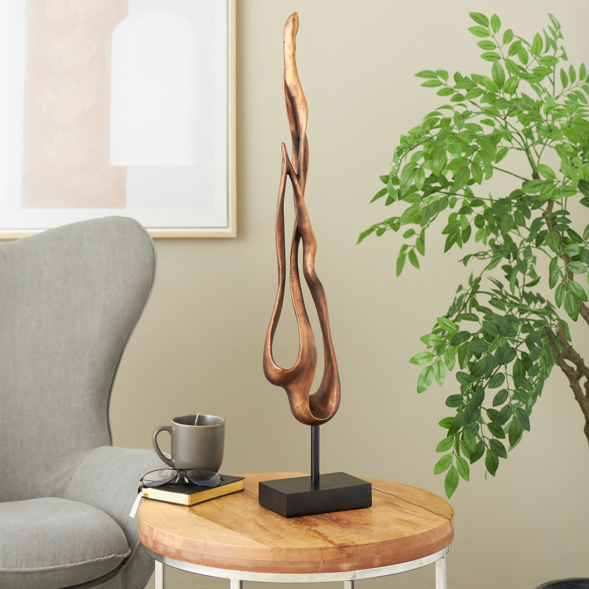 Ivy Bronx Cole And Grey Polystone Abstract Abstract Decorative ...