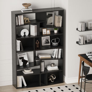 Flycity 6-shelf Geometric Bookcase, 16 Cube Bookcase, Media Storage ...
