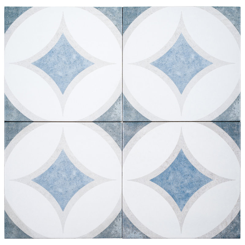 Andova Luv Adore 8" x 8" Porcelain Spanish/Moroccan Encaustic Style ...