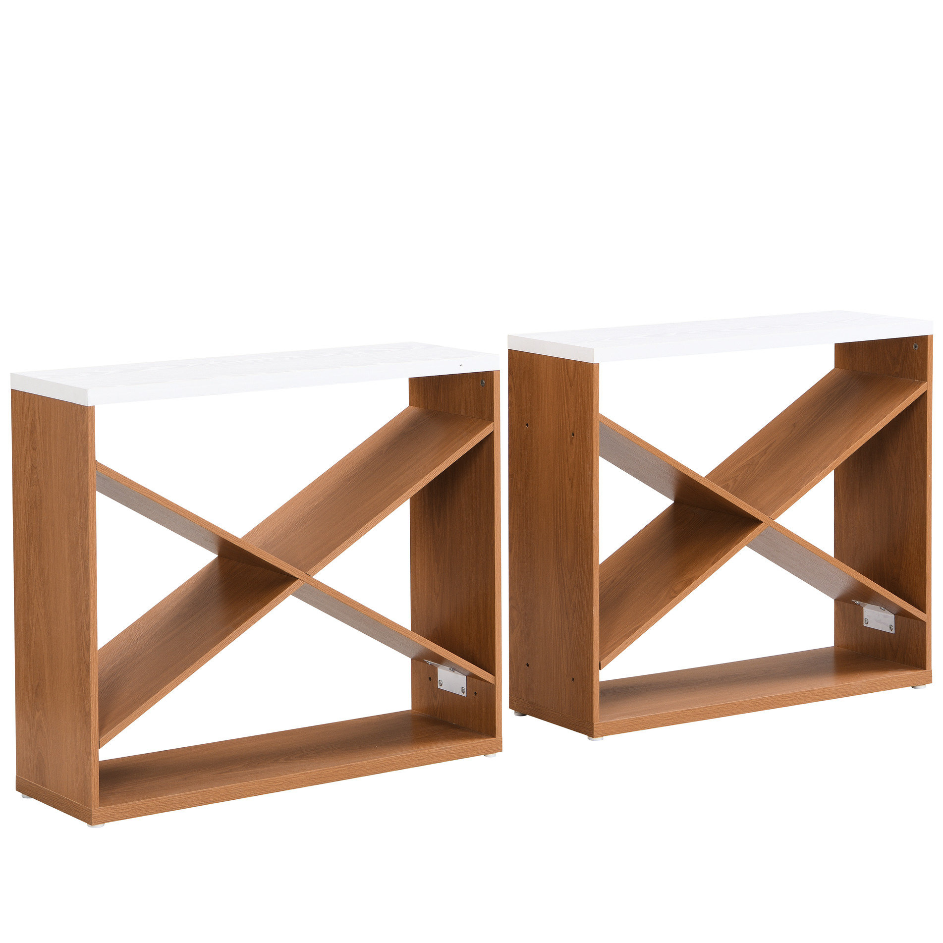 Latitude Run® Console Table With Storage, 70.55 Inch, White, X Shape ...