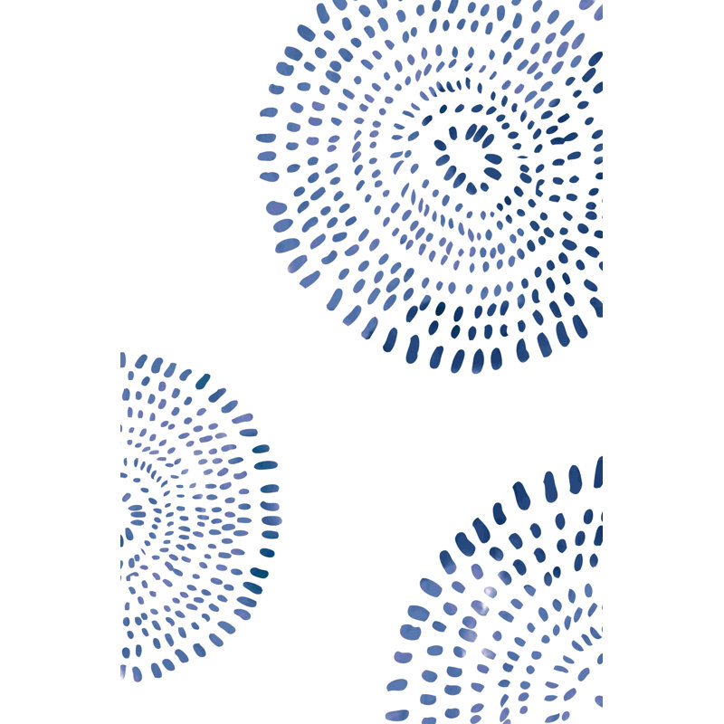 Dakota Fields Navy Circle Dots - Wrapped Canvas Textual Art | Wayfair