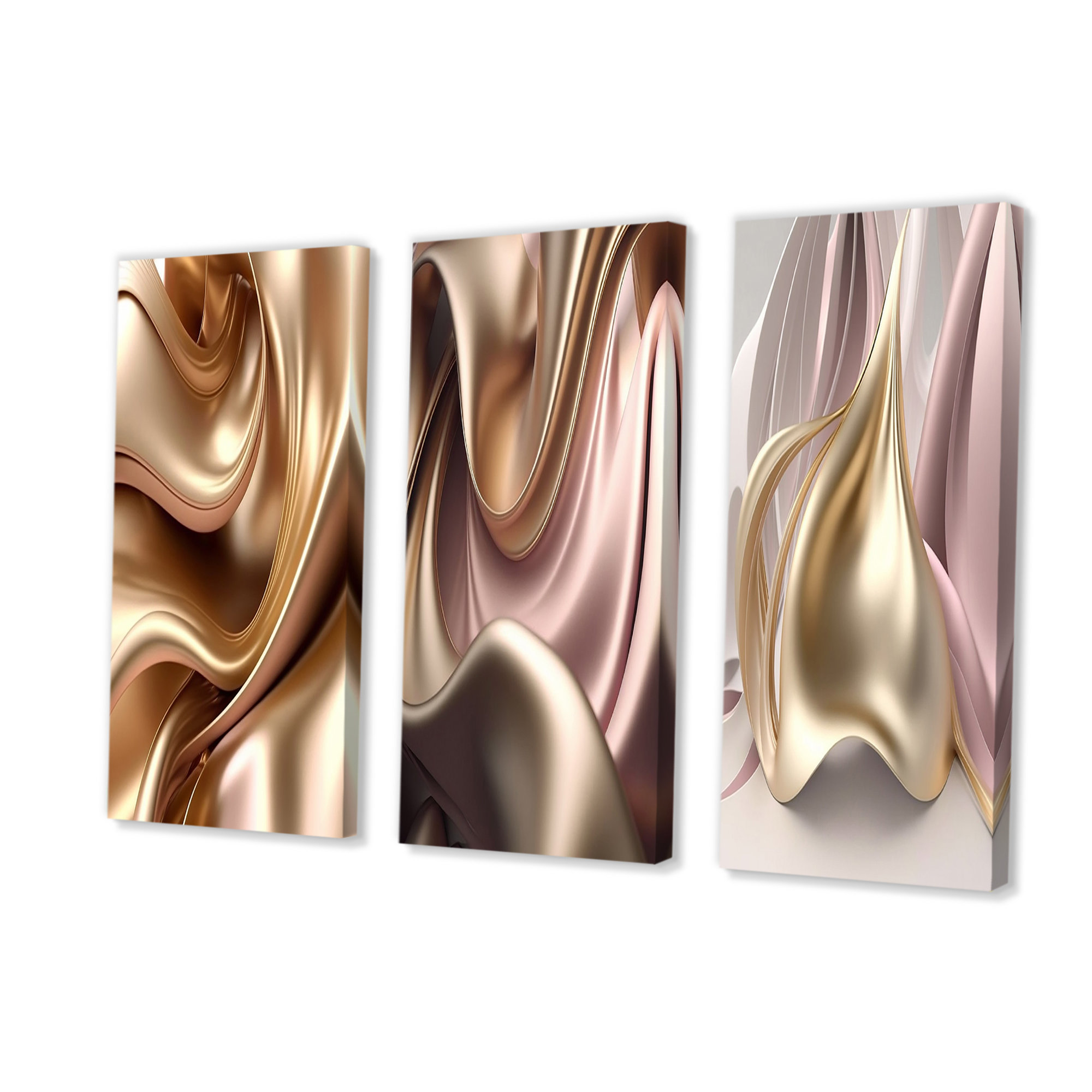 Ivy Bronx Luscious Liquid Gold In Subdued Pink And Taupe III On Canvas ...