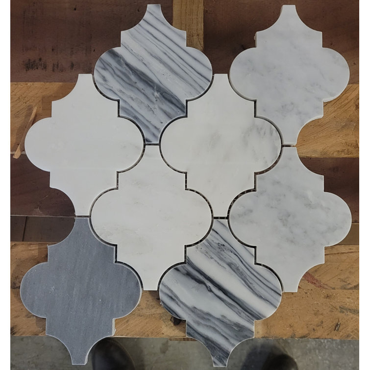 Mango Tile Fort Meyers 12" x 12" Marble Arabesque Mosaic Wall & Floor ...