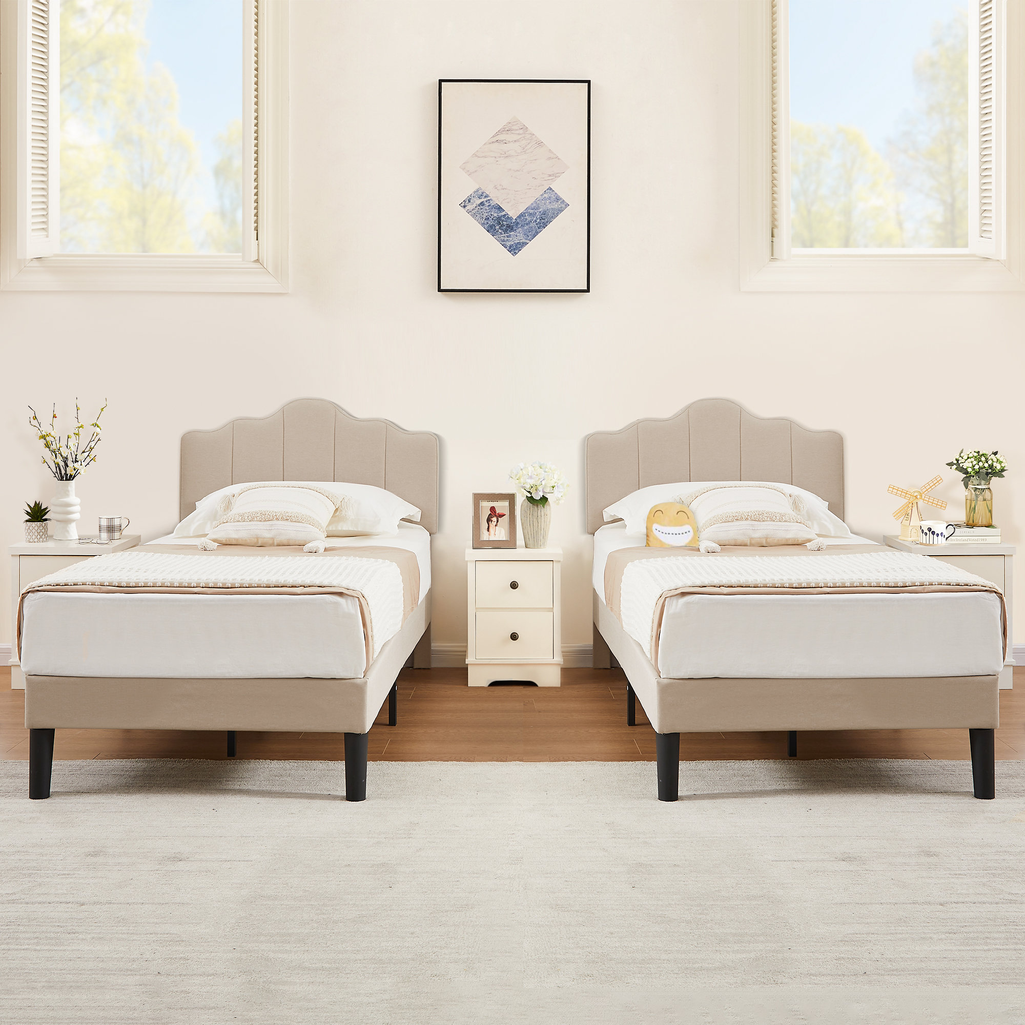 Gemma Violet Upholstered Adjustable Headboard Twin Size Bed & Reviews ...