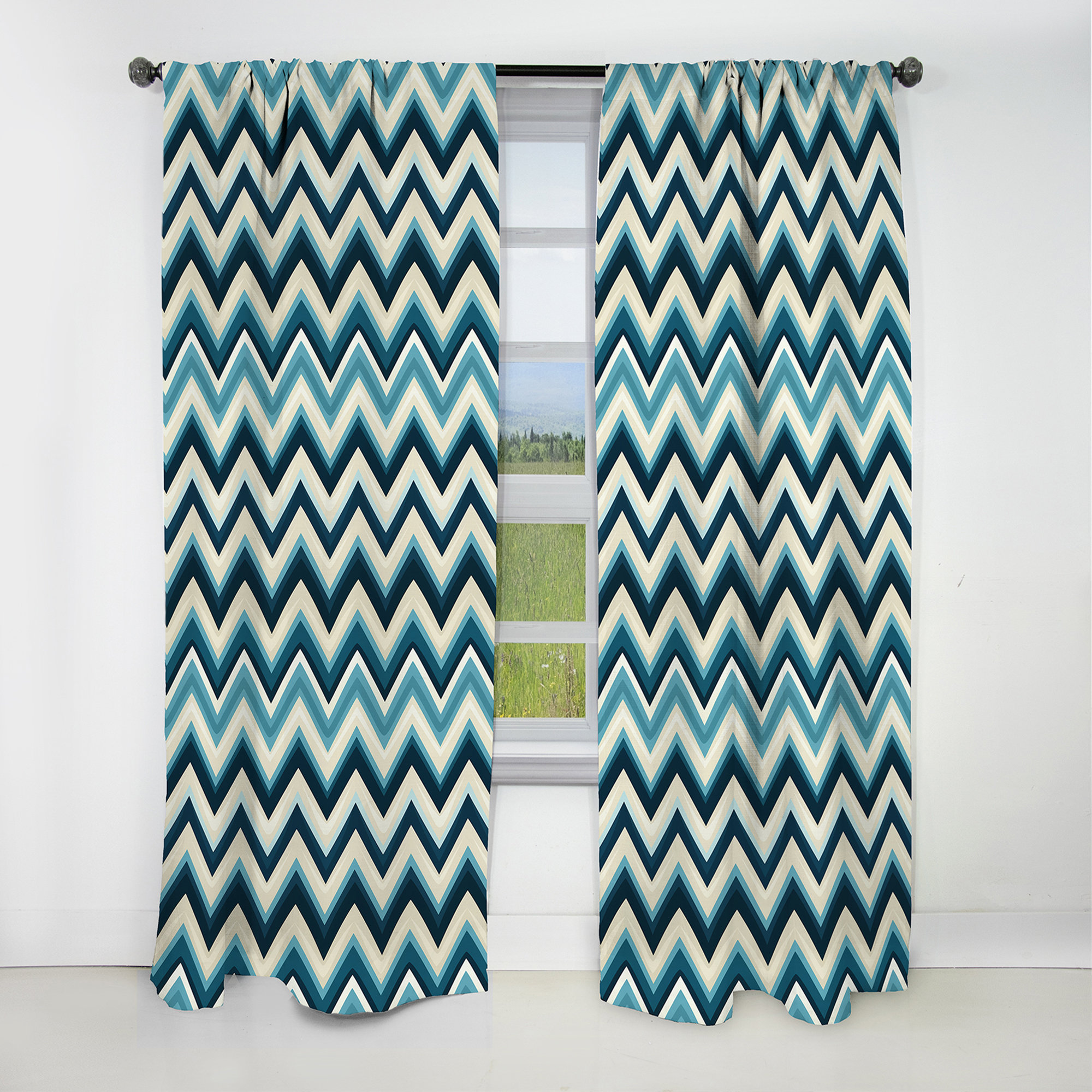 Design Art Geometric Chevron I - Abstract Geometric Curtain - Blackout ...