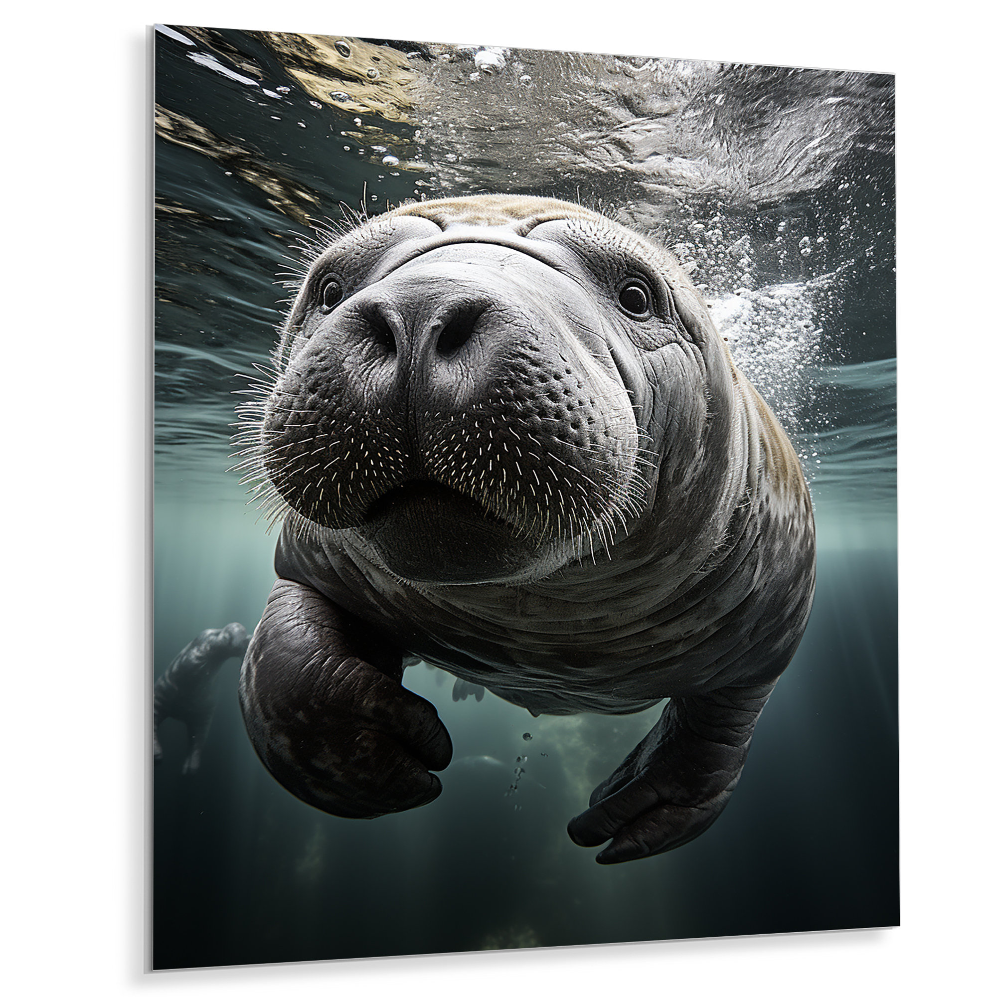 Highland Dunes Grey Teal Animal Manatee - Manatee Metal Wall Decor ...