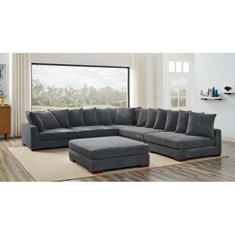 Wade Logan® Bonsell 6 - Piece Corduroy Sectional & Reviews | Wayfair