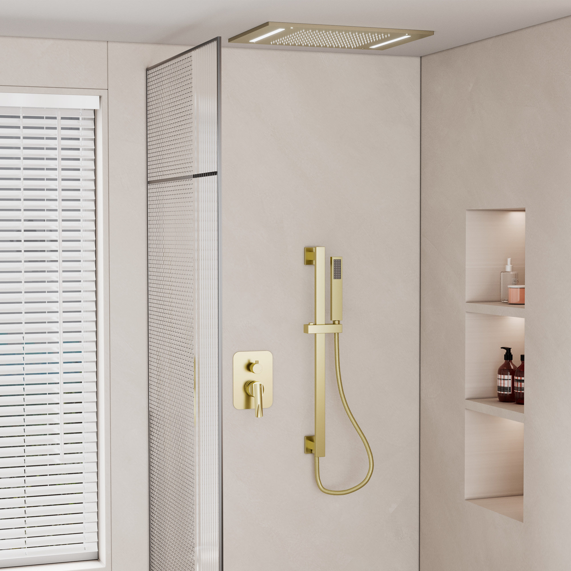 CASAINC Camino 20"X14" Flush-Mount Rainfall Complete Shower System with ...