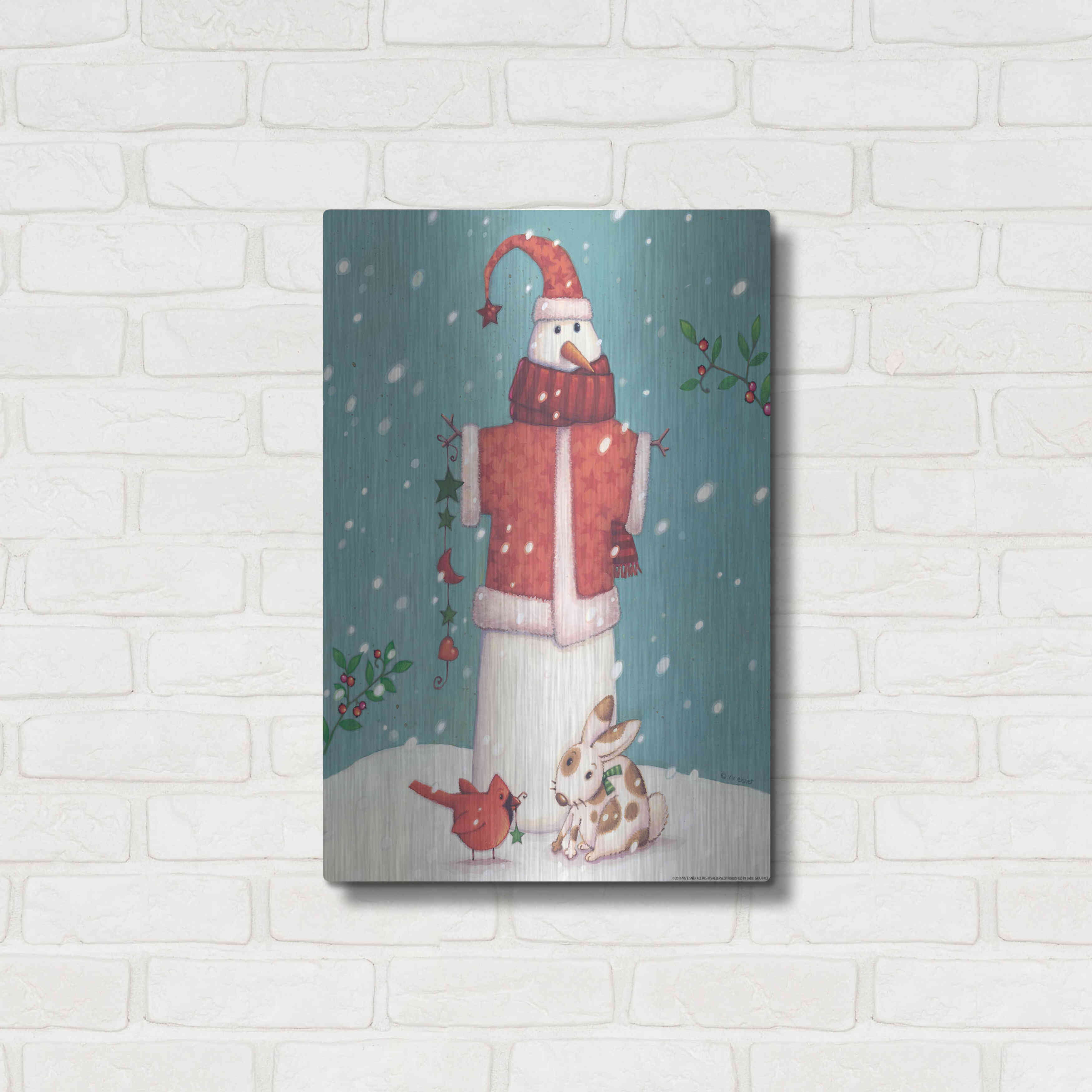 The Holiday Aisle® 'Snowman 3' By Viv Eisner, Metal Wall Art | Wayfair