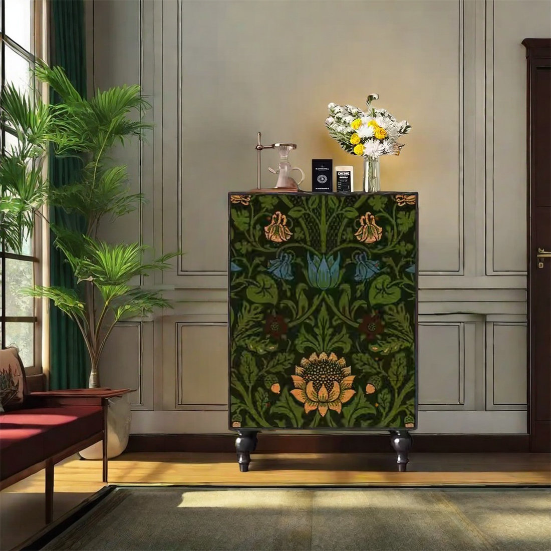 Vivid Space Creation Modern Storage Cabinet with Artistic Detailing ...