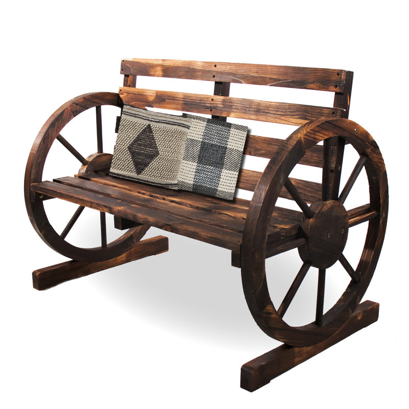 Millwood Pines Avanley Outdoor Wooden Wagon Wheel Bench & Reviews | Wayfair