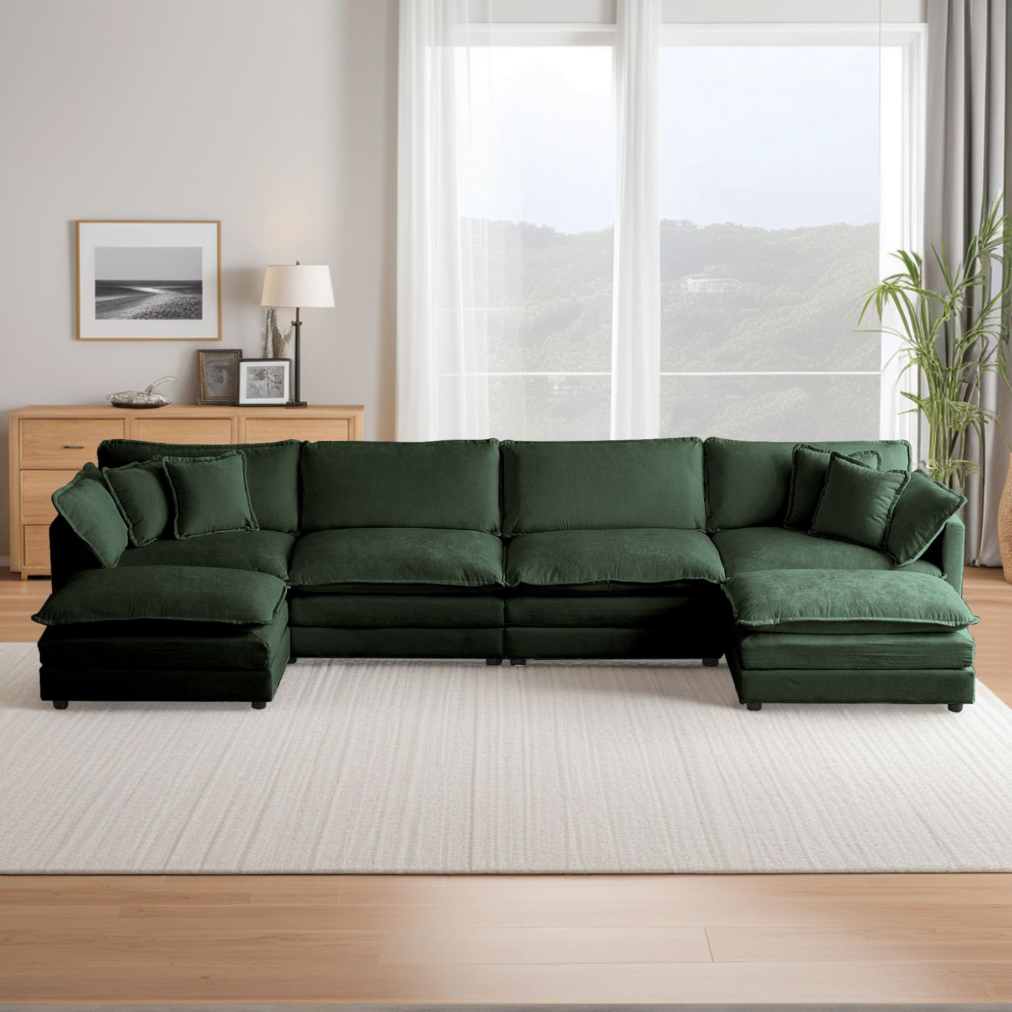 Latitude Run® 6-pieces Modular Large U-Shape Sectional Sofa,Chenille ...