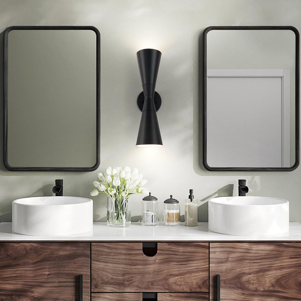 Ivy Bronx Modern Black Wall Sconce, 2-Light Up And Down Indoor Wall ...