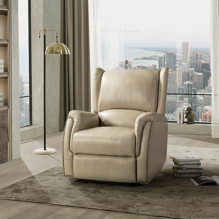 Red Barrel Studio® Domingo Genuine Leather Power Recliner With Wingback ...