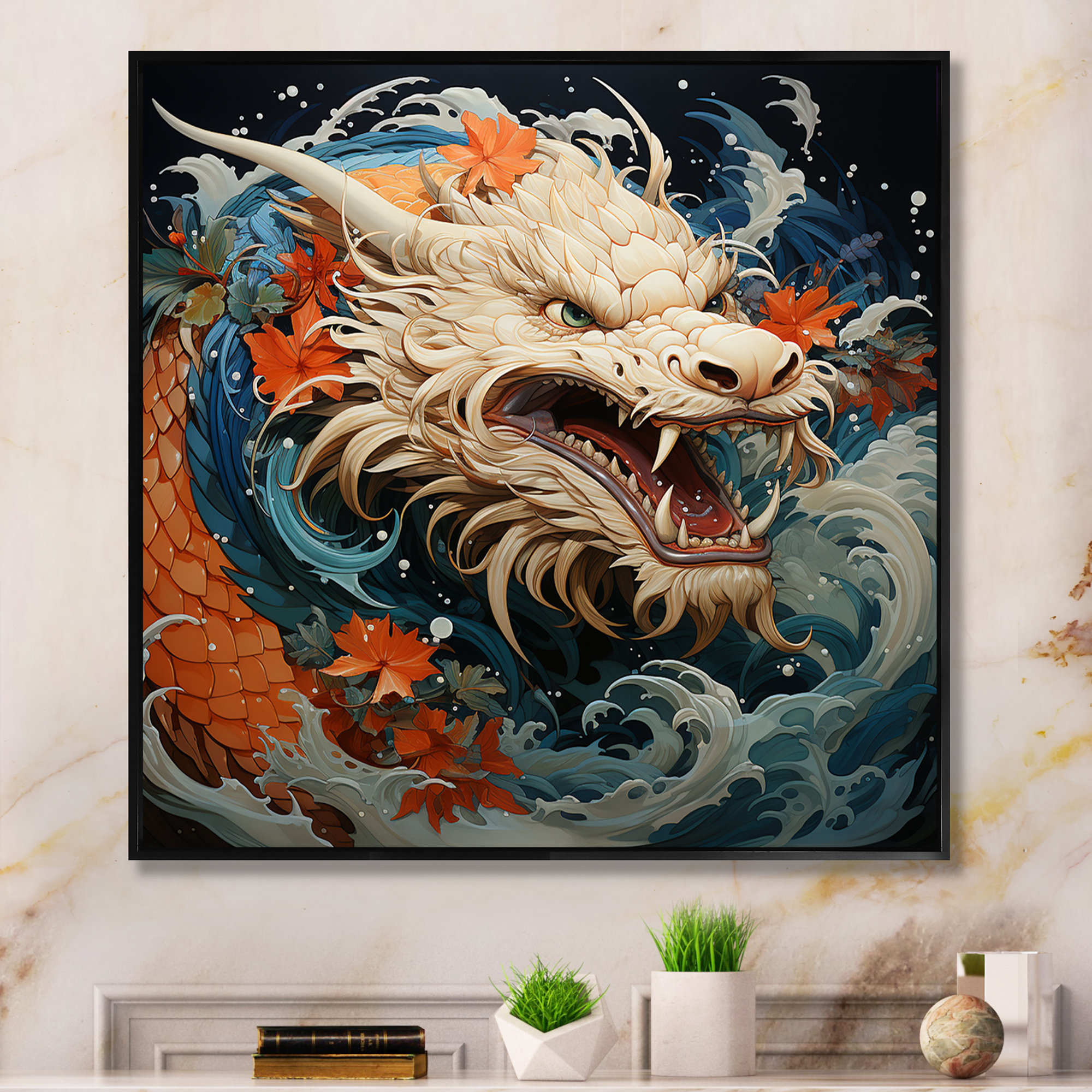 Trinx Japanese Dragon Wave Off Kanagawa I - Dragons Wall Art | Wayfair
