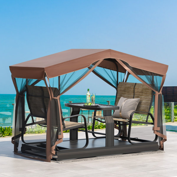 Arlmont & Co. Musheerah 4-Seat Outdoor Aluminum Glider Benches With ...