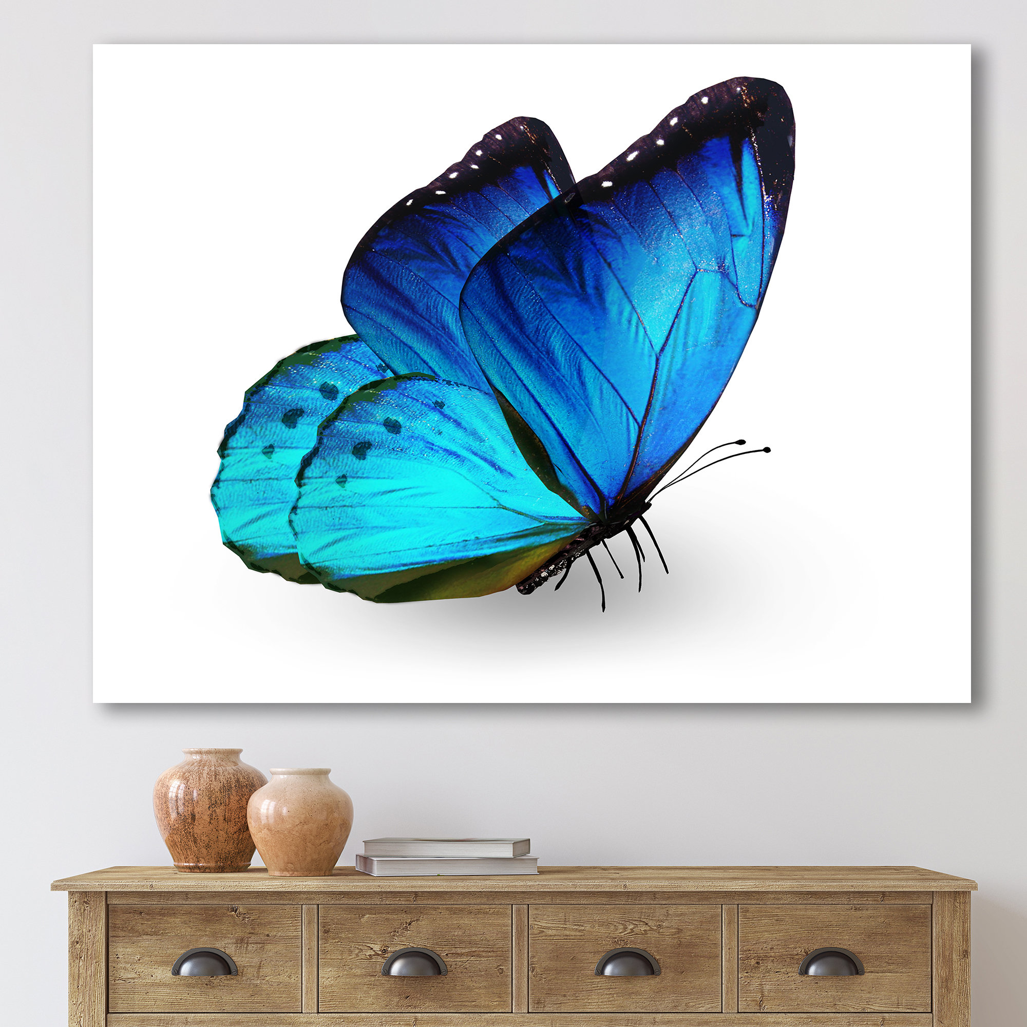 East Urban Home Vibrant Blue Butterfly - Print on Canvas & Reviews ...