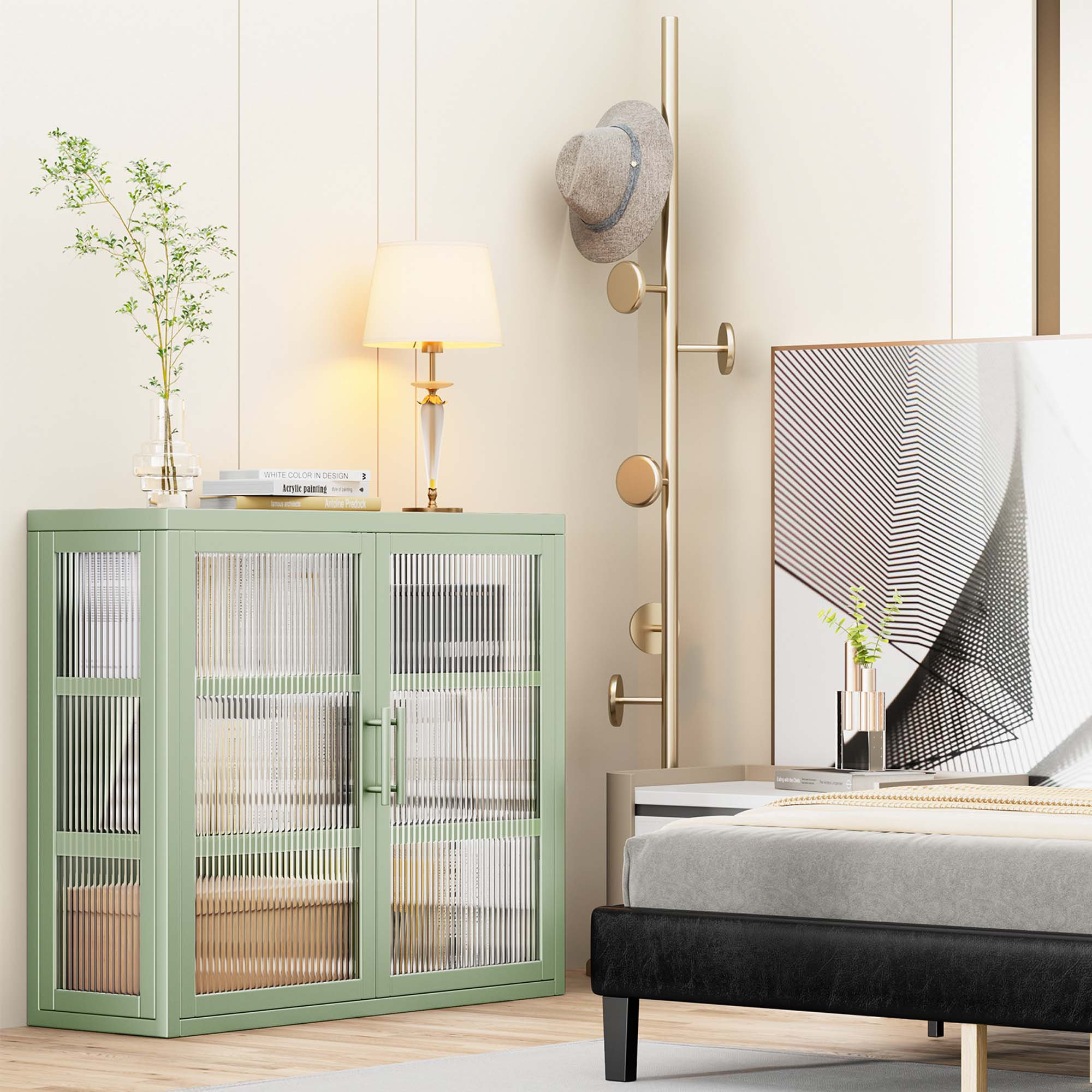 George Oliver Retro Style Haze Double Glass Door Wall Cabinet Wayfair 9842