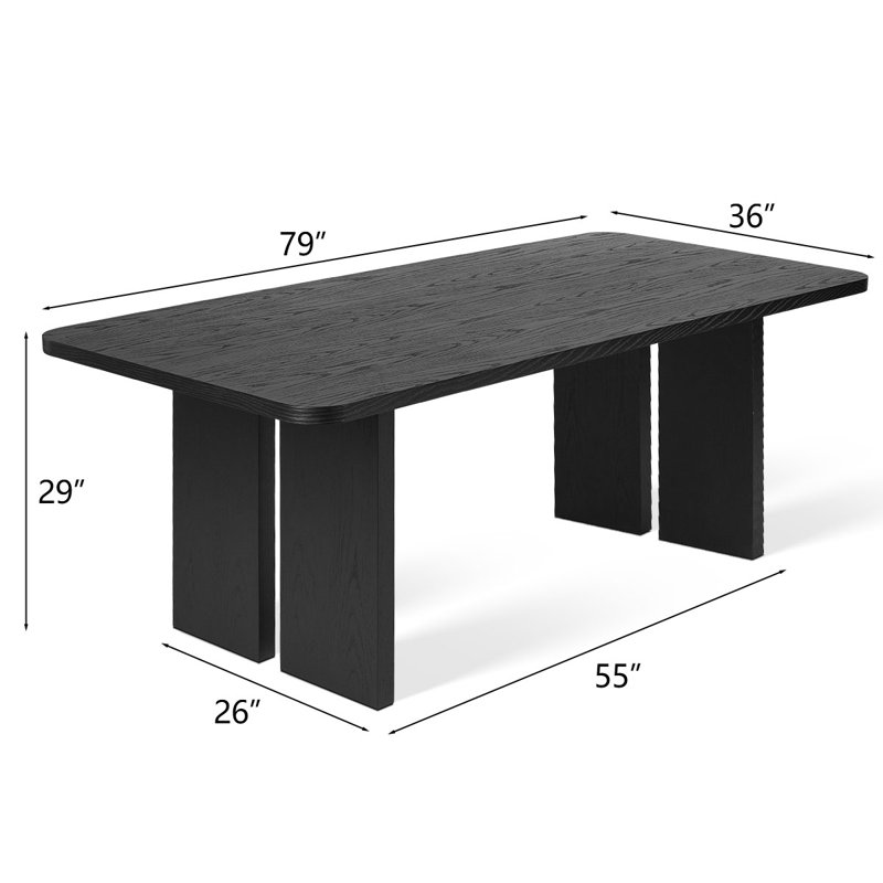 Latitude Run® Jayza 79'' Rectangular Black Solid White Oak Dinning ...