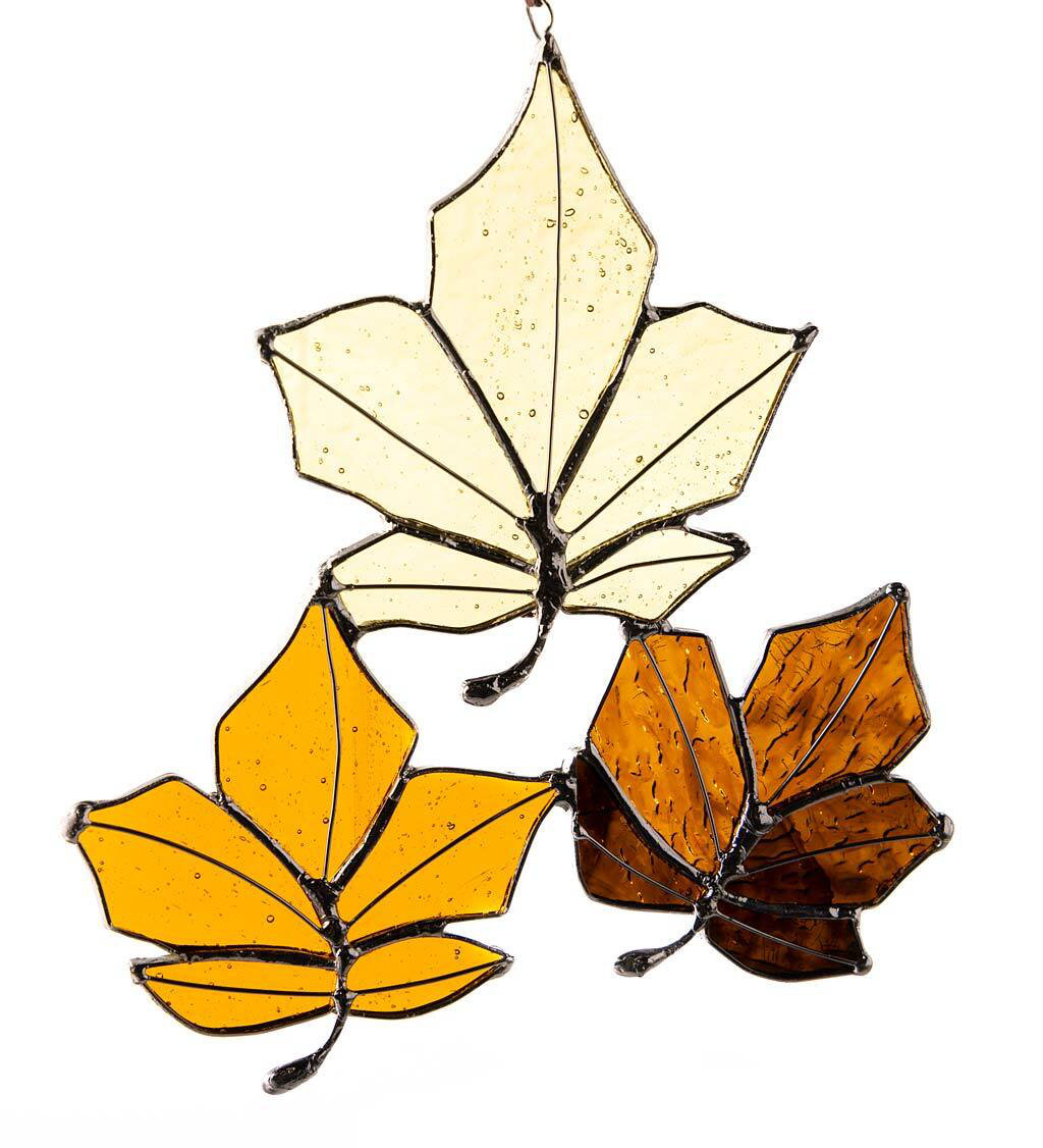 Wind & Weather Stained Glass Leaves Hanging Decor | Wayfair