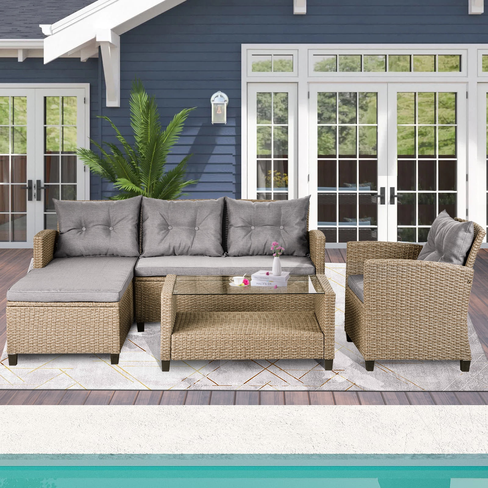 Winston Porter 4-Piece Modular Outdoor Patio Set – All-Weather PE ...
