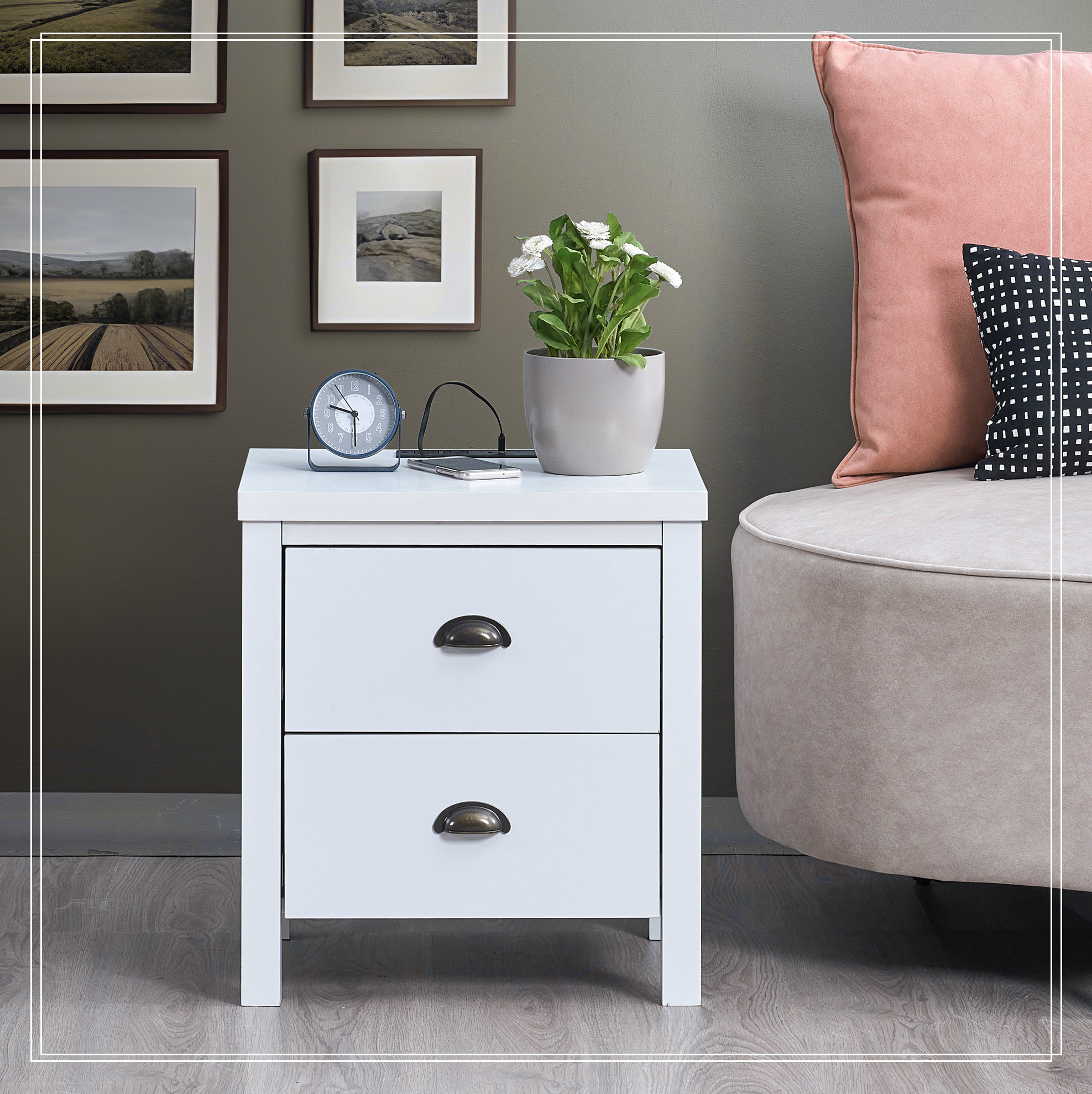 Highland Dunes Versatile Nightstand With Charging Station, Drawers And Open Shelf For Bedroom ...