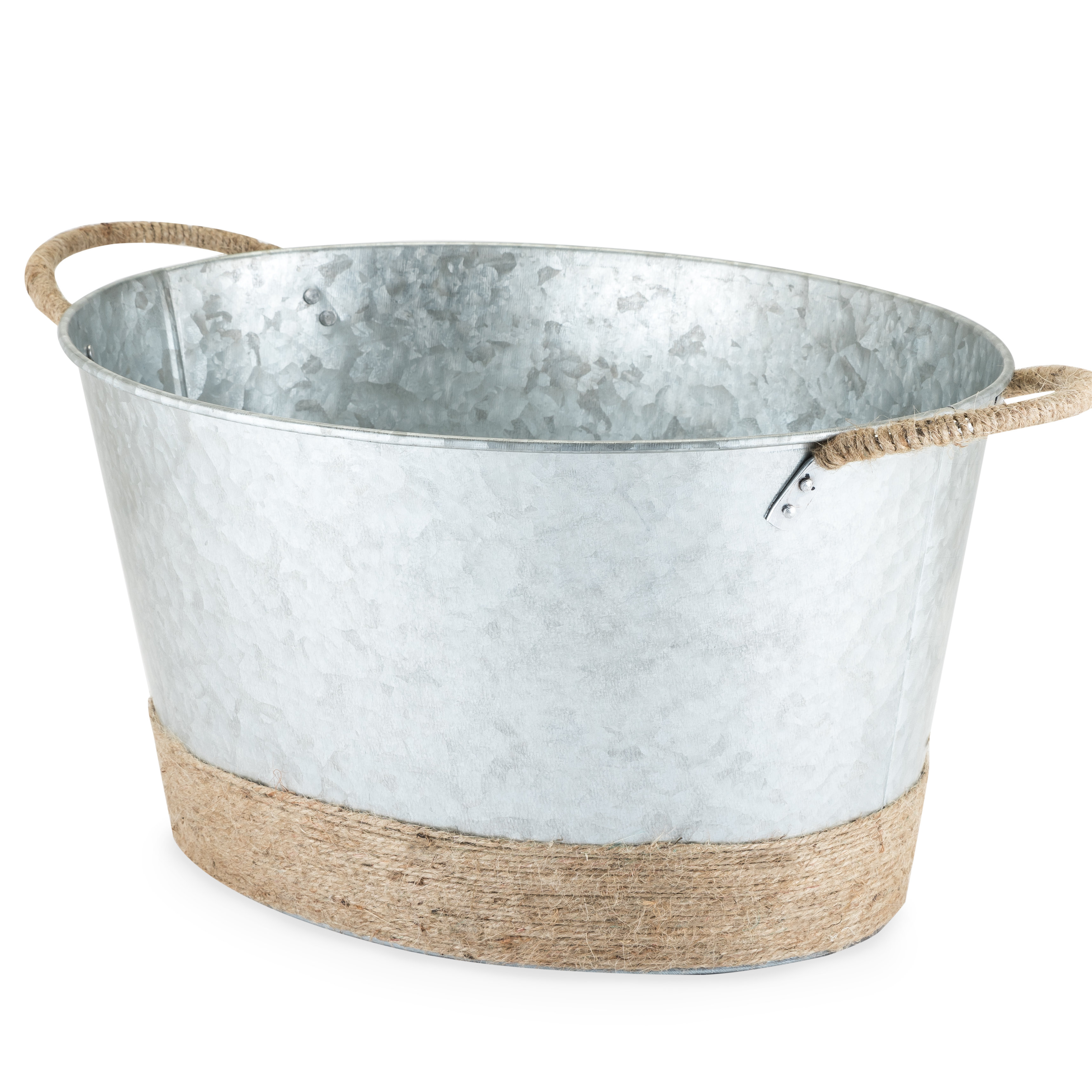 Twine Seaside Jute Rope Wrapped Galvanized Tub & Reviews | Wayfair