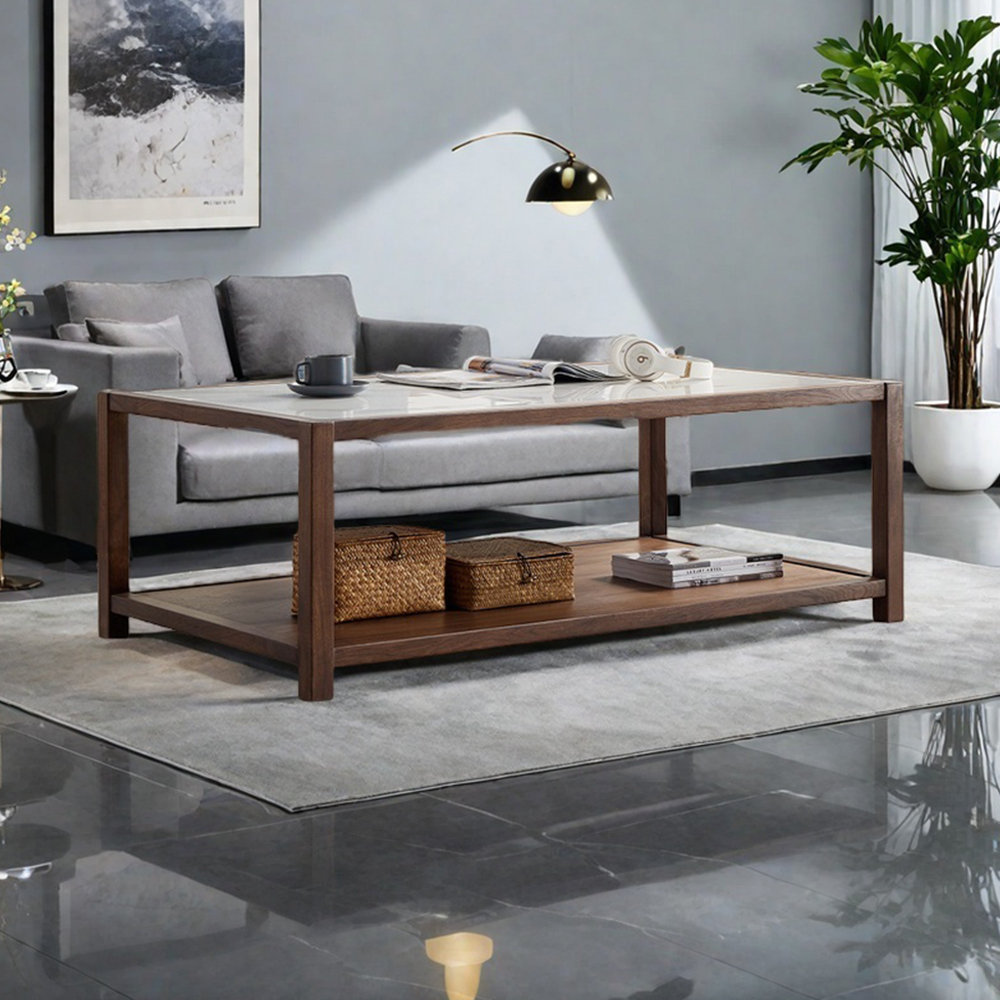 Trentastic Trails Simple black walnut rock panel coffee table | Wayfair