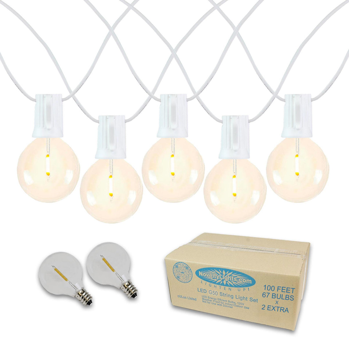 Arlmont & Co. Doyne 50' Outdoor LED 50 - Bulb Globe String Light (End ...