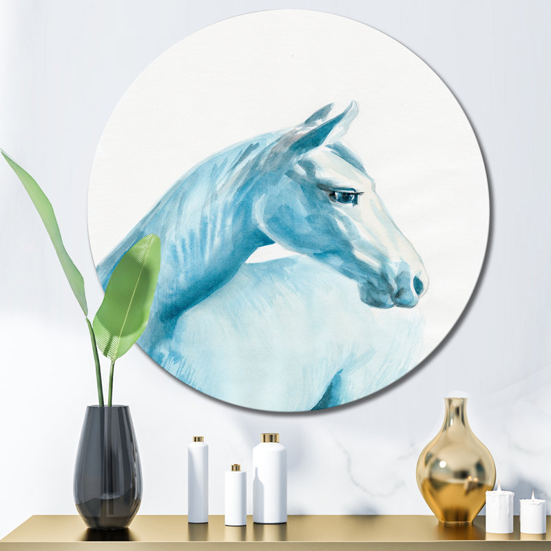 Design Art Portrait of a Light Blue Horse - Unframed Painting | Wayfair