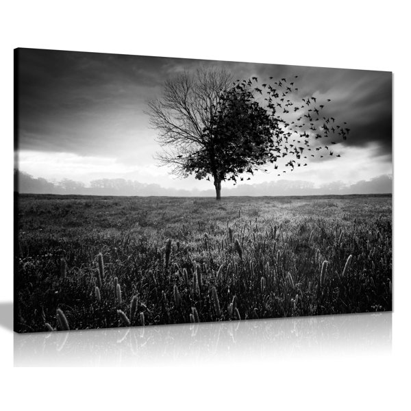 Panther Print Lonely Tree Birds - Wrapped Canvas Art Prints | Wayfair.co.uk