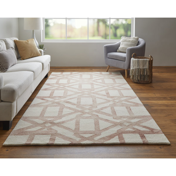 Dakota Fields Abstract Handmade Tufted Wool Blush Pink Area Rug ...