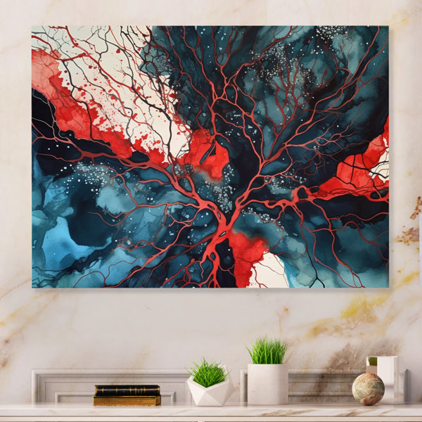 Ivy Bronx Elisey Elisey Blue Red Captivating Liquid Ink III On Metal ...
