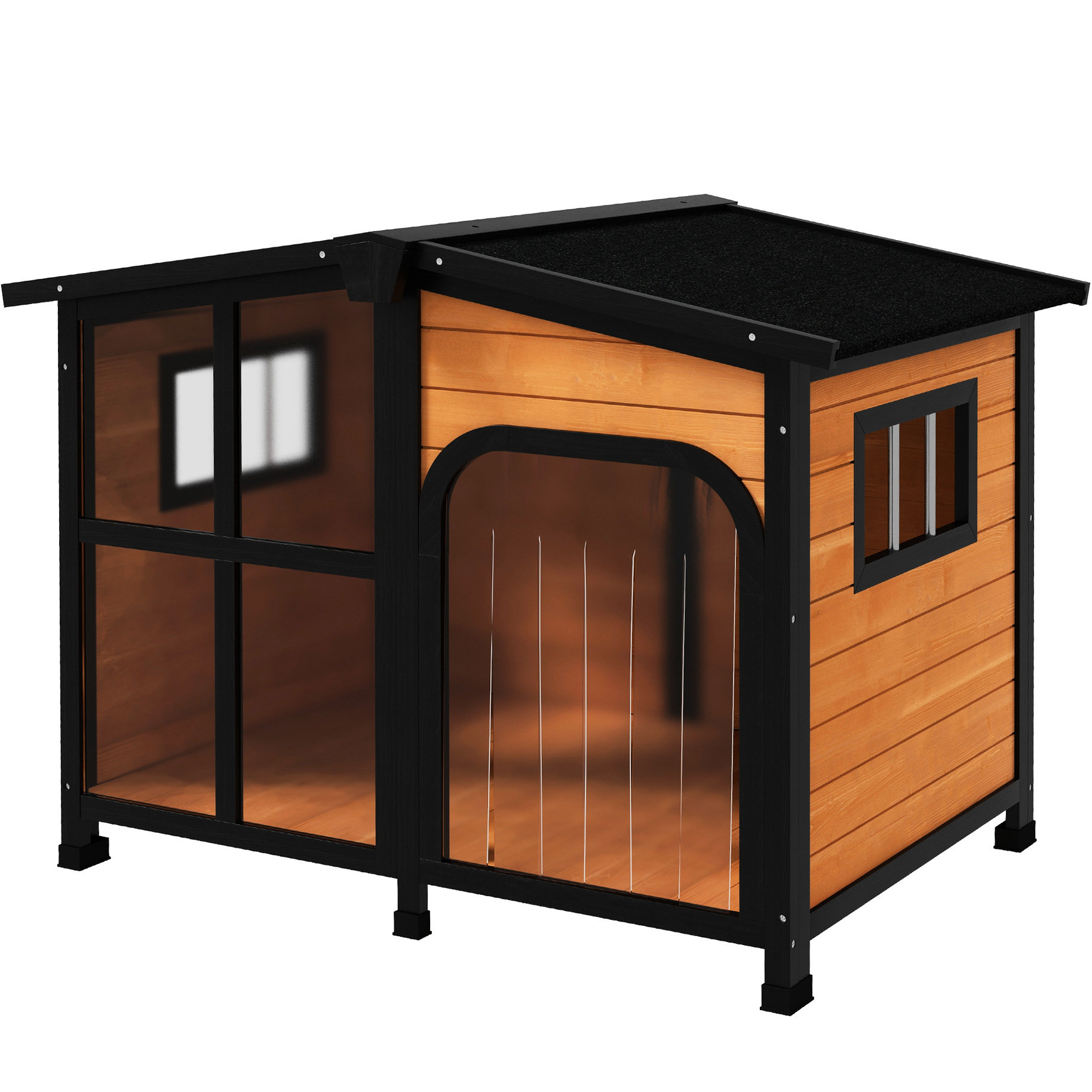 One Allium Way® Yellow Dog House, Roomy For Dogs Up To 66 Lbs, Wooden ...