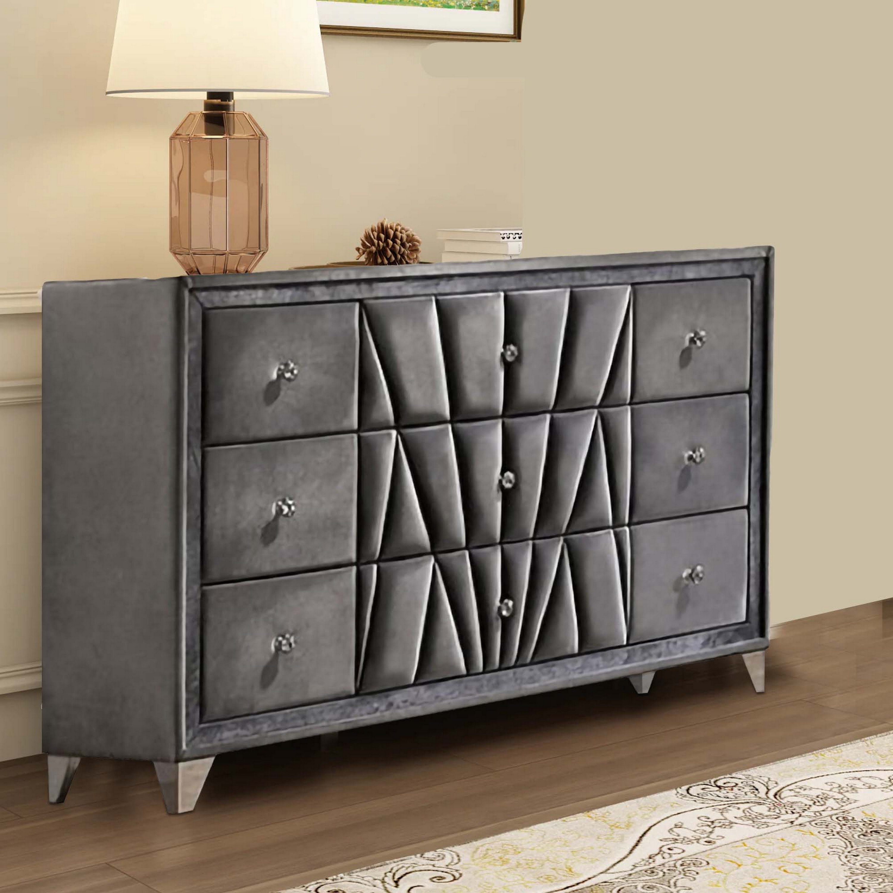 Rosdorf Park 9 Drawer Fabric Frame Dresser With Tufted Accents And ...