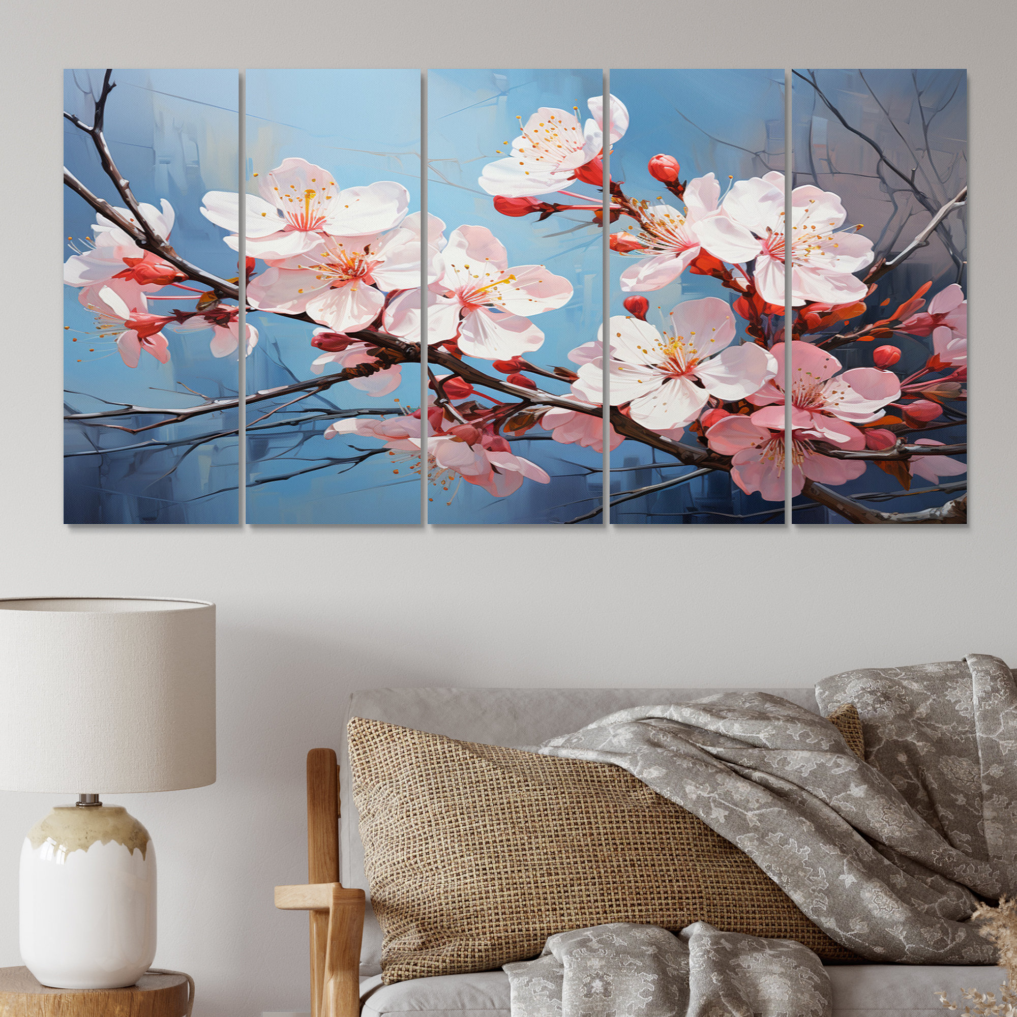 Design Art Apple Blossom Expressionist Burst III On Metal 5 Pieces ...