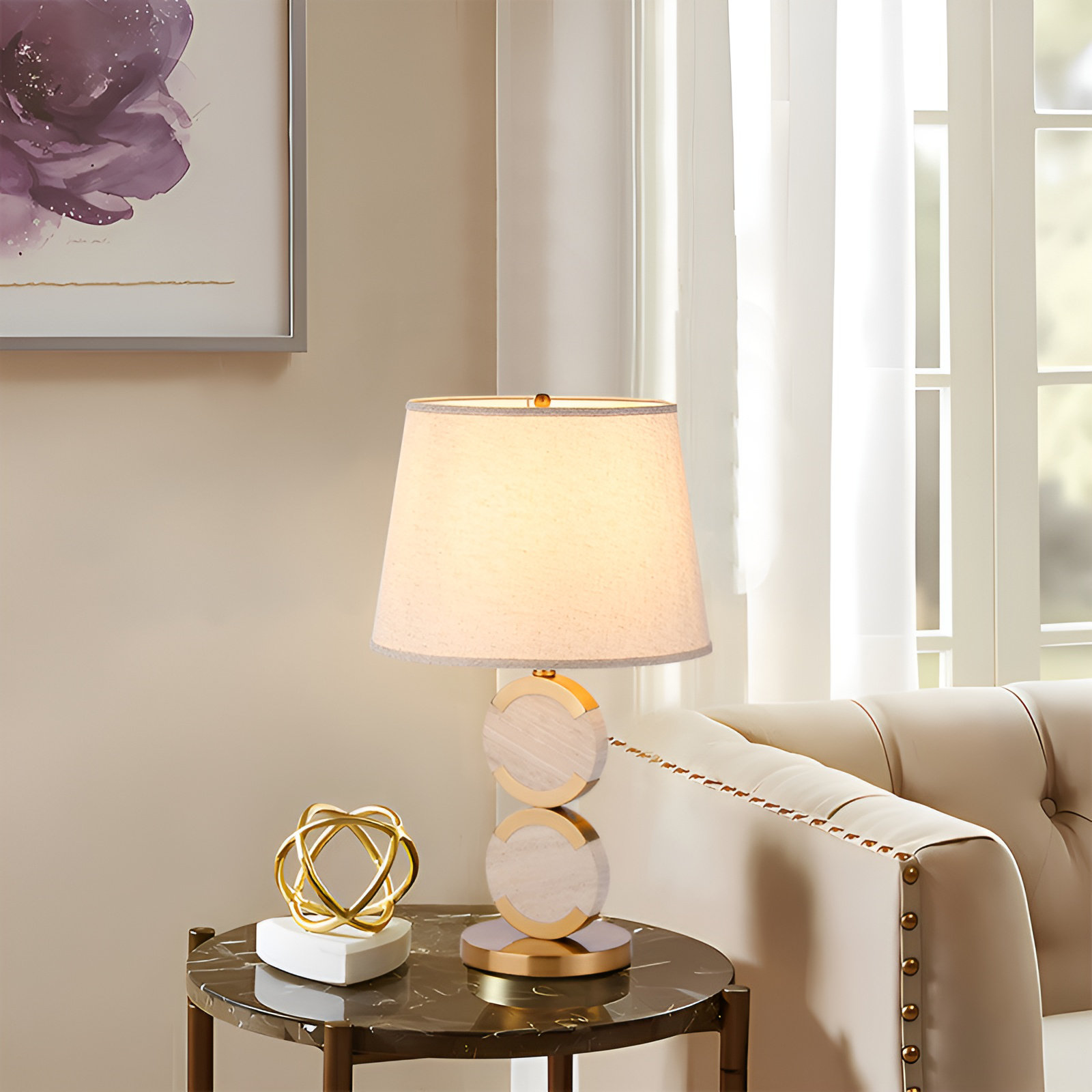 Mercer41 Sidoine Two Rings - Contemporary Gold Table Lamp | Wayfair
