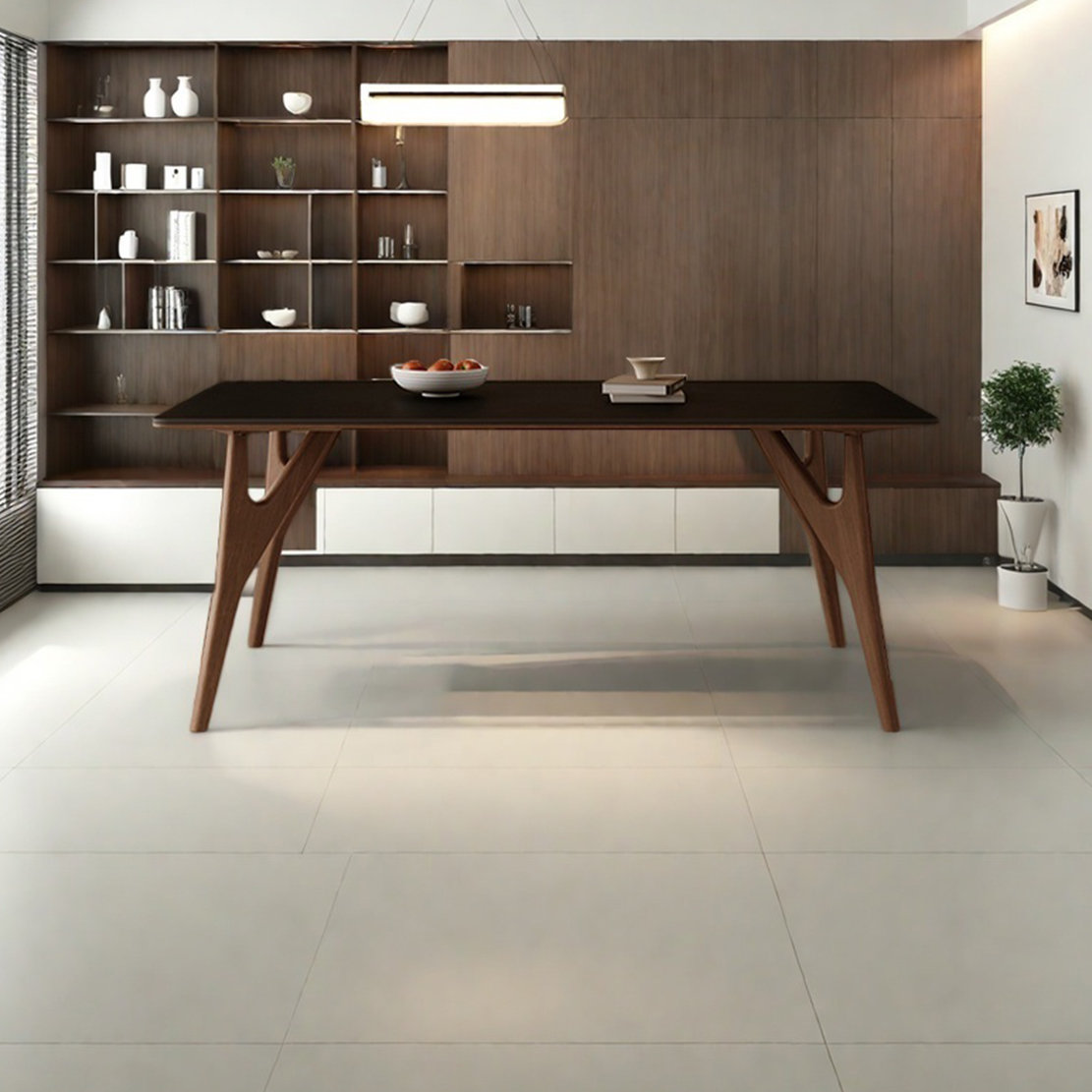 Corrigan Studio Premium Feel Solid Wood Rock Slab Dining Table ...