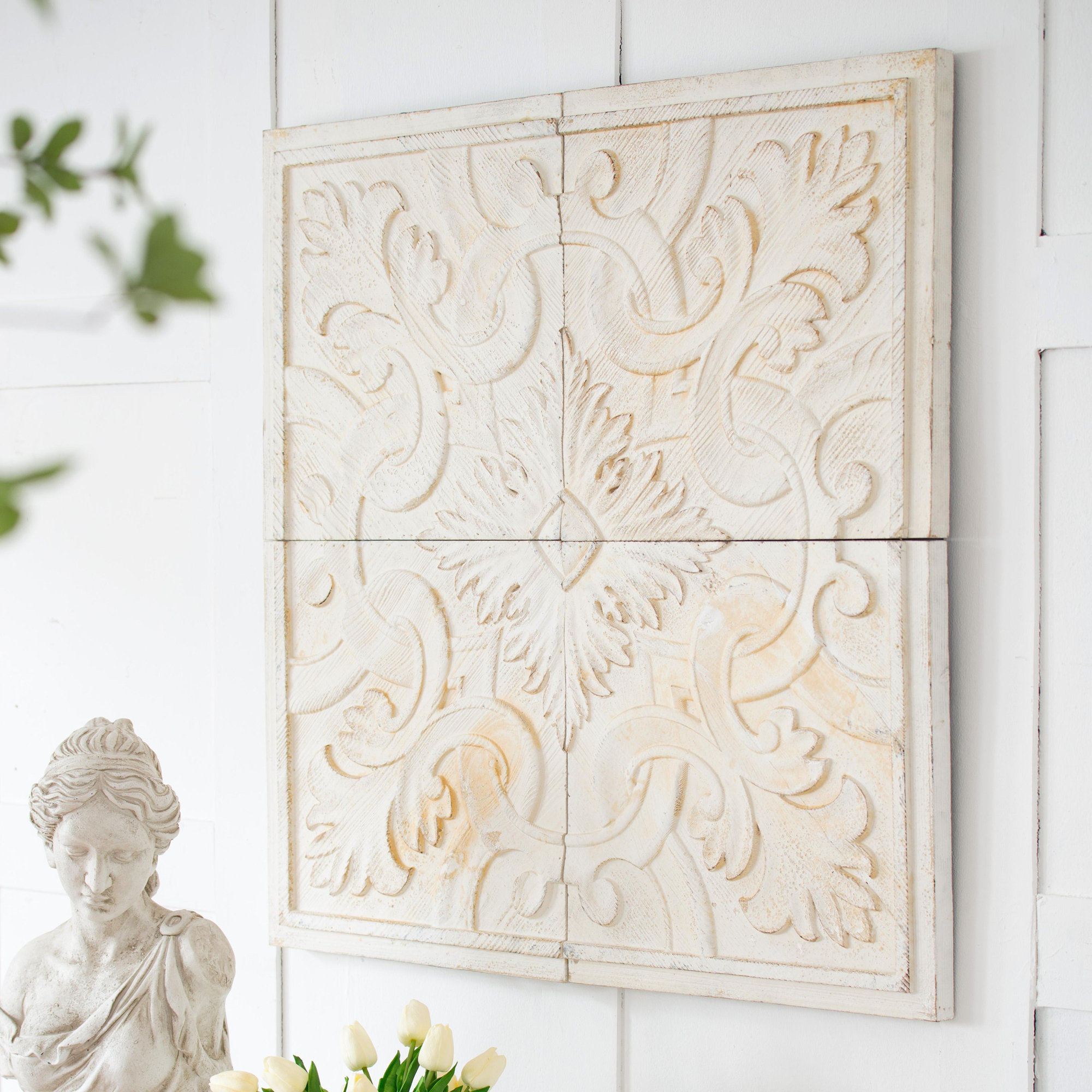 INLE S/4 Distressed Wooden Square Wall Panels | Wayfair