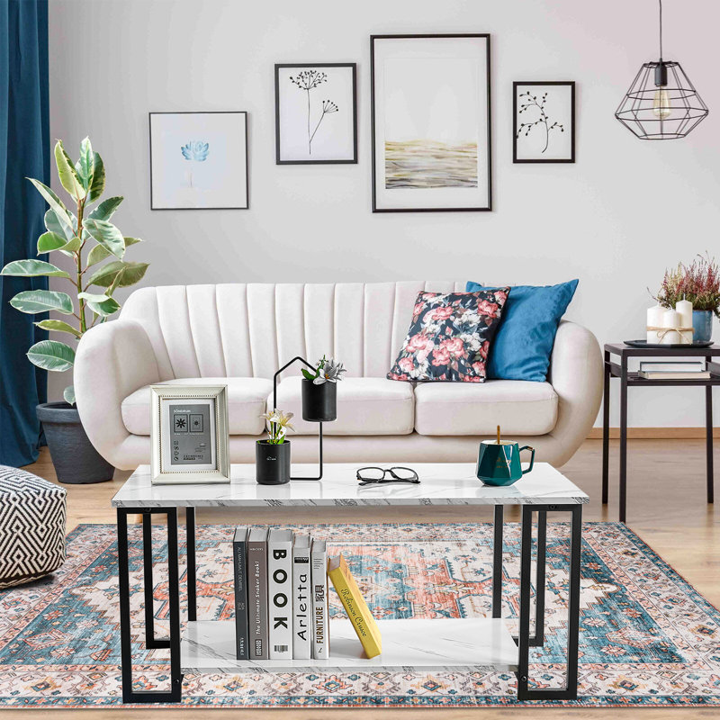 Wrought Studio™ Dailing 4 Legs Coffee Table with Storage | Wayfair