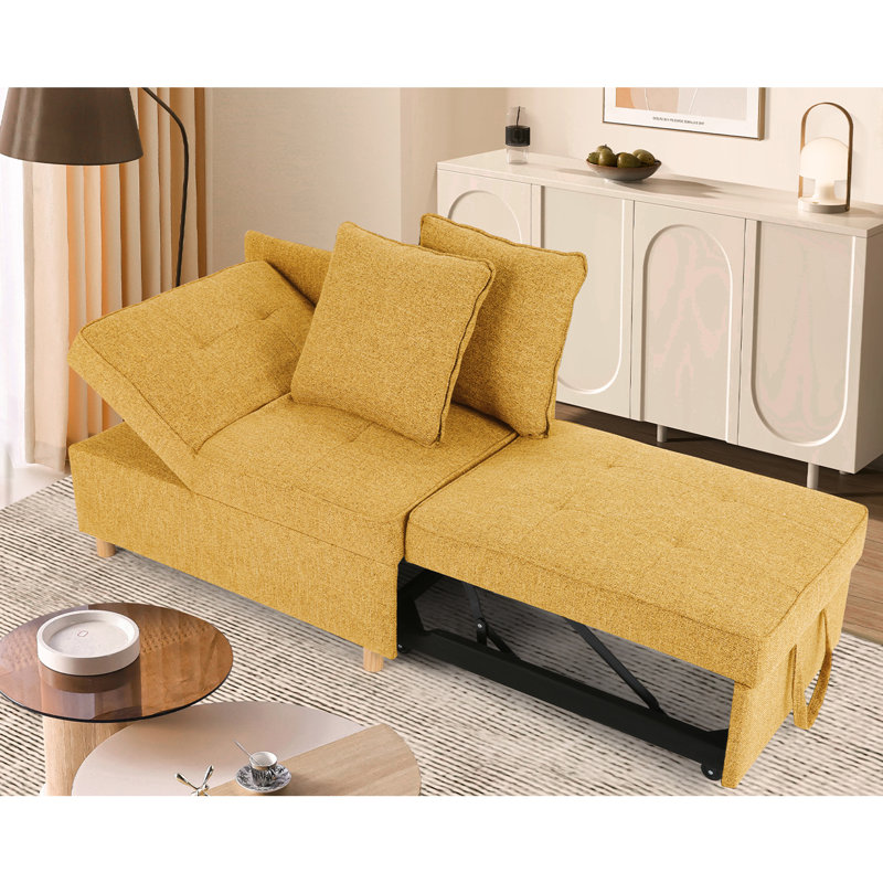 Ebern Designs Adda 71" 4-in-1 Convertible Sleeper Chair Bed, Linen Sofa ...
