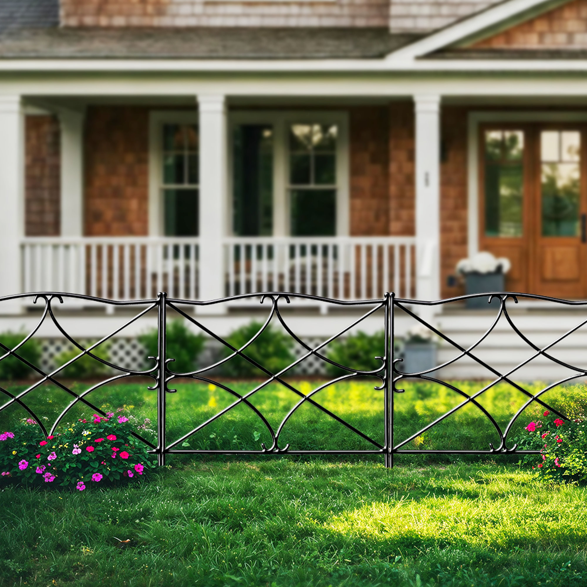 Red Barrel Studio® 24'' H x 24'' W Black Metal Fencing with 5 Panels(s ...