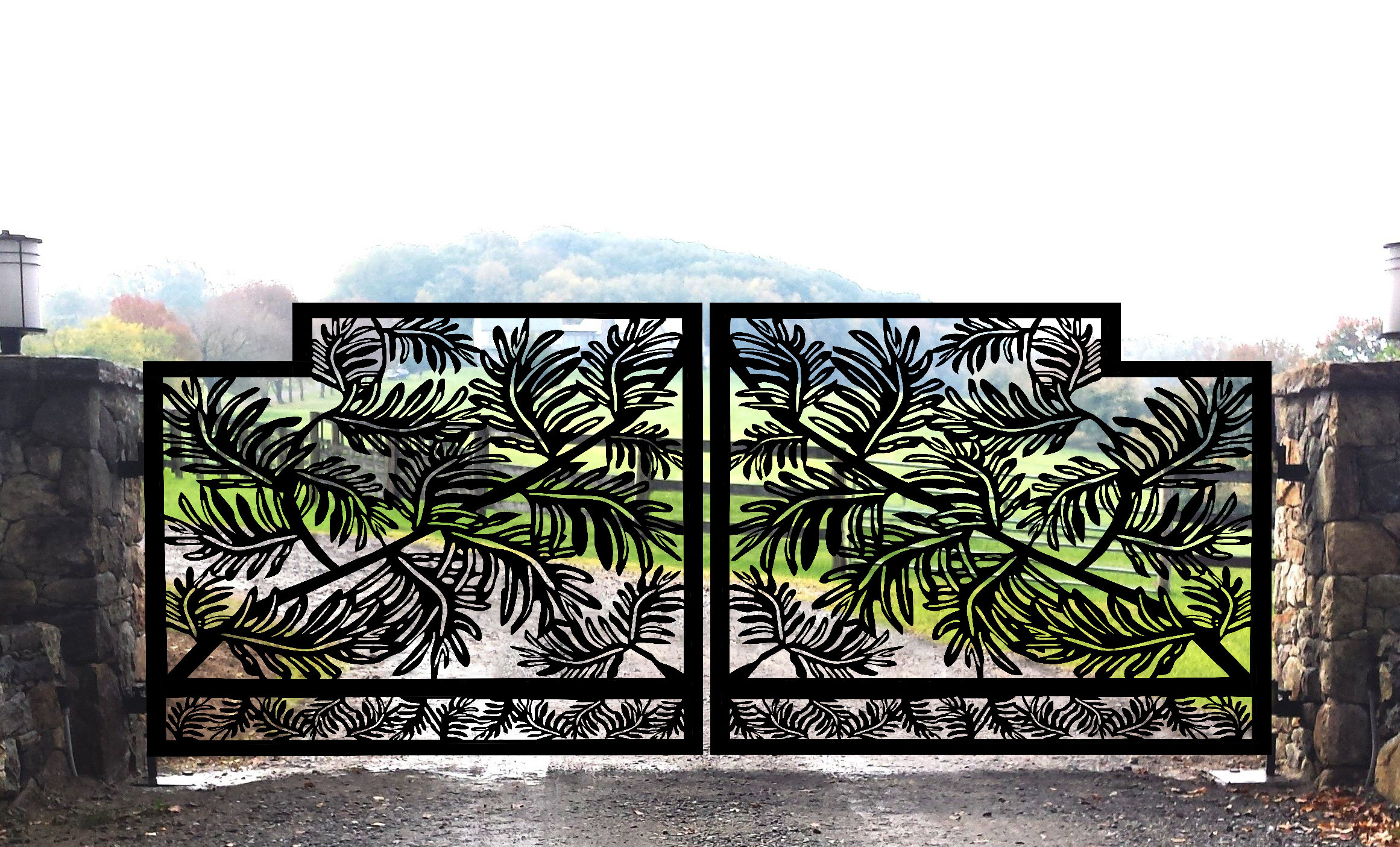 TAIMCO 3d Laser Cut Metal Driveway Gate | Custom Fabricated Heavy Duty ...