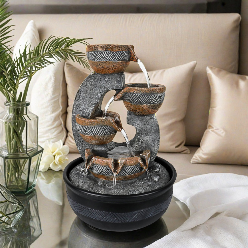 Dakota Fields Indoor Tabletop Fountain Waterfall Fountain With LED ...