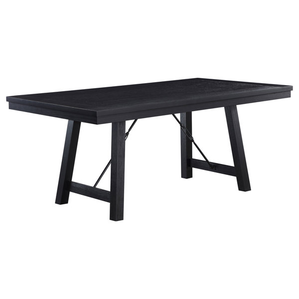 Benjara Brar Dining Table, 72 Inch Rectangular Top, Trestle Base, Black ...